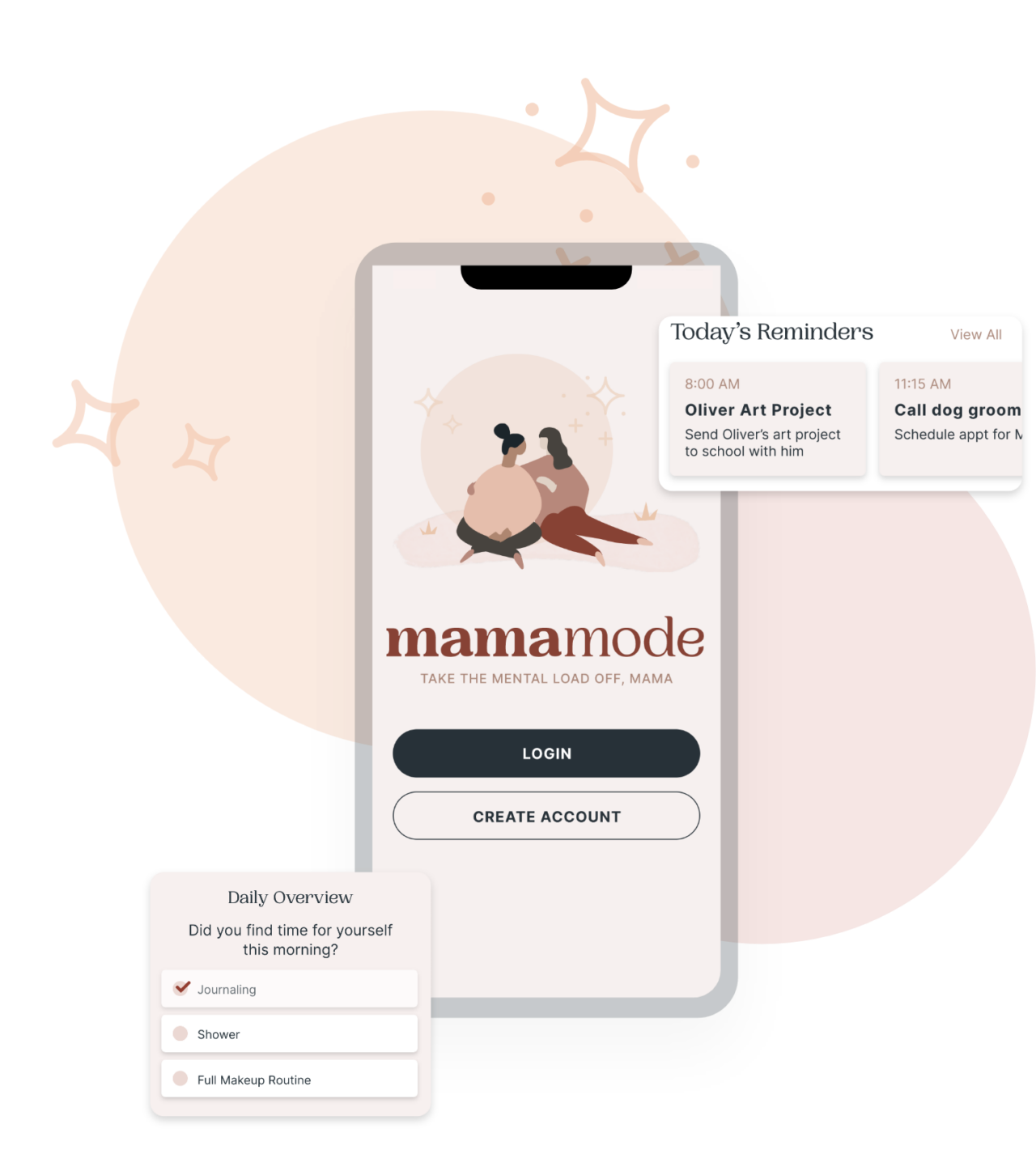 Mama Mode App | A mobile app for moms to help relieve the mental load